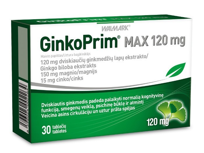 GINKOPRIM MAX 120MG TAB. N30 - Pinkpharma.lt