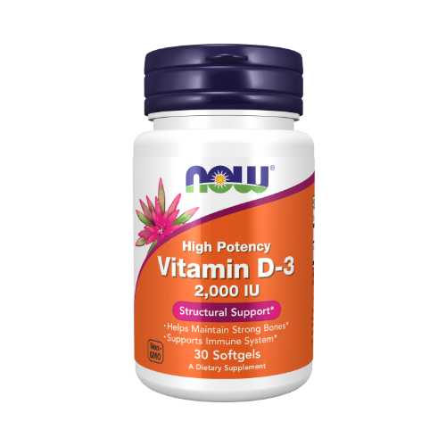 NOW Vitamin D-3 2000 IU High Potency 30 kapsulių - Pinkpharma.lt