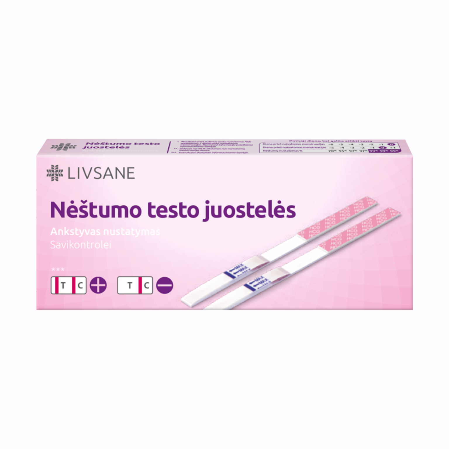 Livsane greiti testai nėštumui nustatyti, juostelės 2 vnt. - Pinkpharma.lt